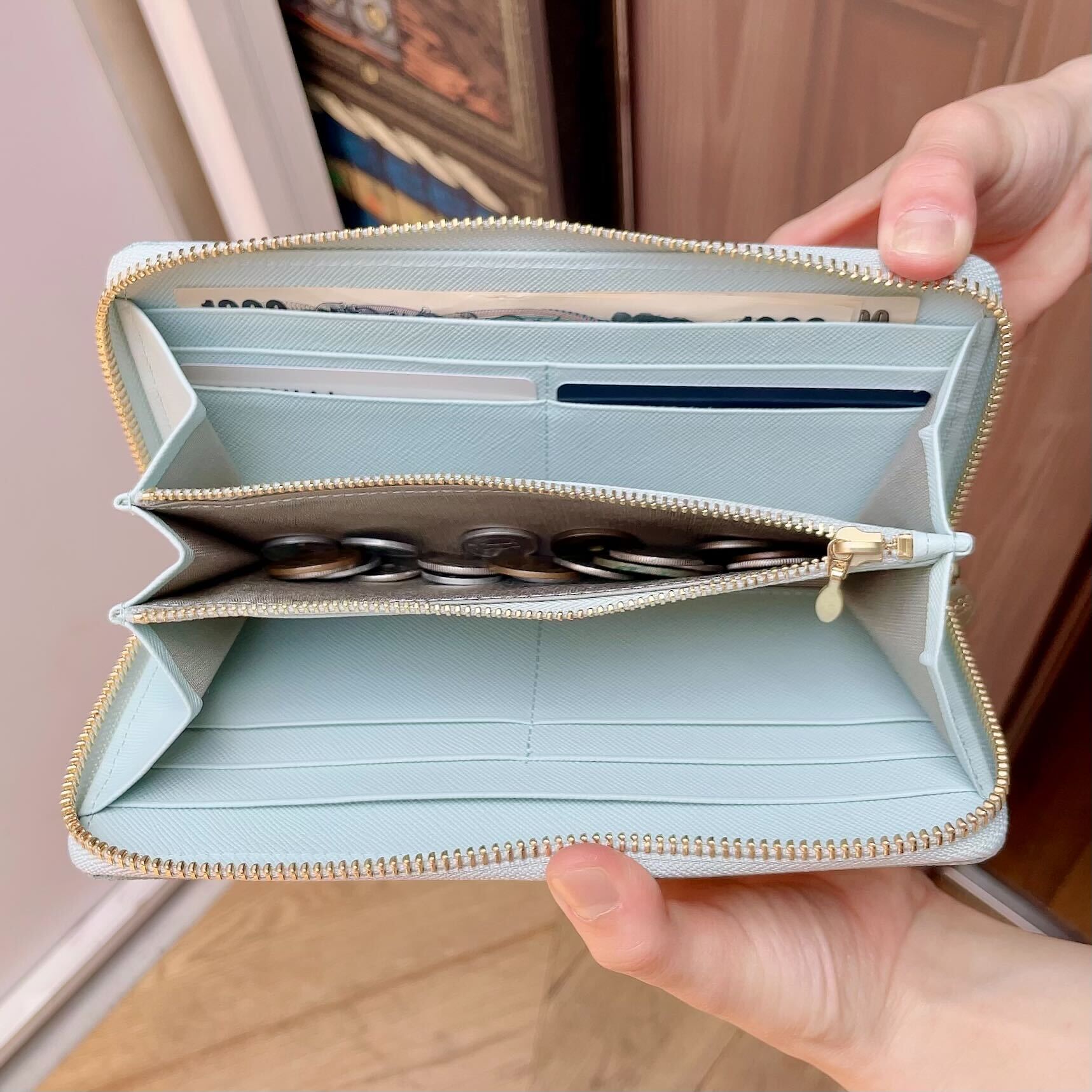 Mint Chocolate Zip Around Leather Long Wallet – Japan Jewelry Brand Q ...